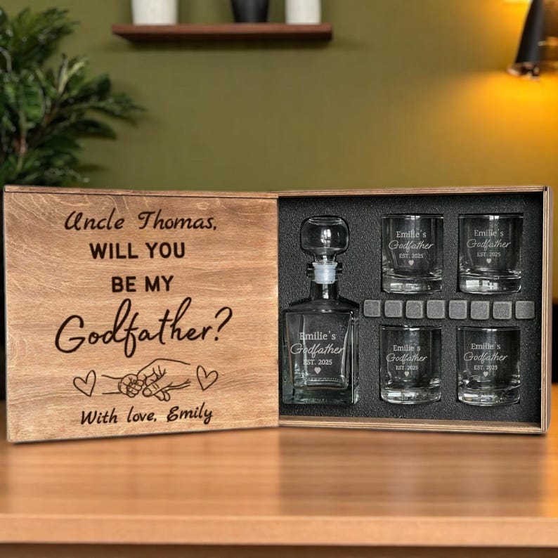 Godfather Proposal, Etched Godfather Box, Personalized Glass, Whiskey ...