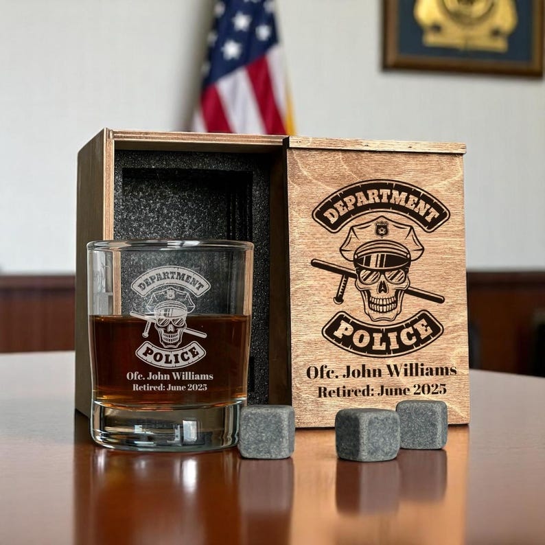 Personalized Police Whiskey Decanter Set – Gift for Cop or Officer ...