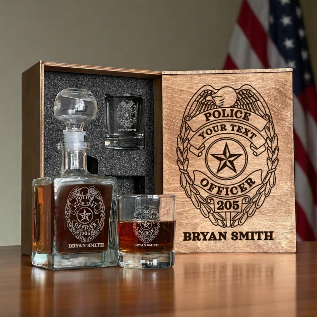 Personalized Police Whiskey Decanter Set – Gift for Cop or Officer ...
