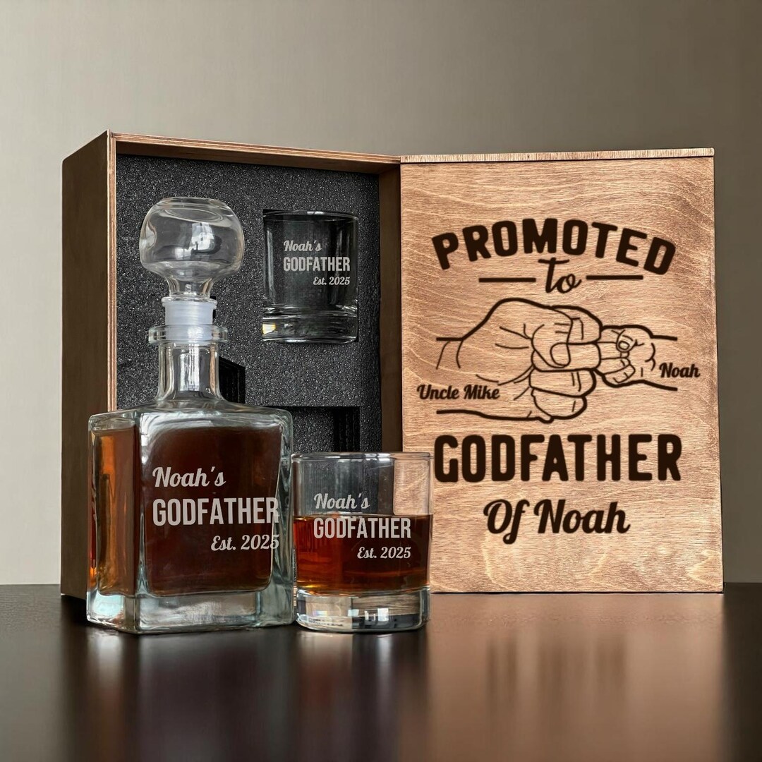 Godfather Gift, Asking Godfather, Engraved Decanter, Etched Godfather ...