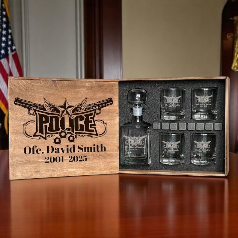 Personalized Police Whiskey Decanter Set – Gift for Cop or Officer ...