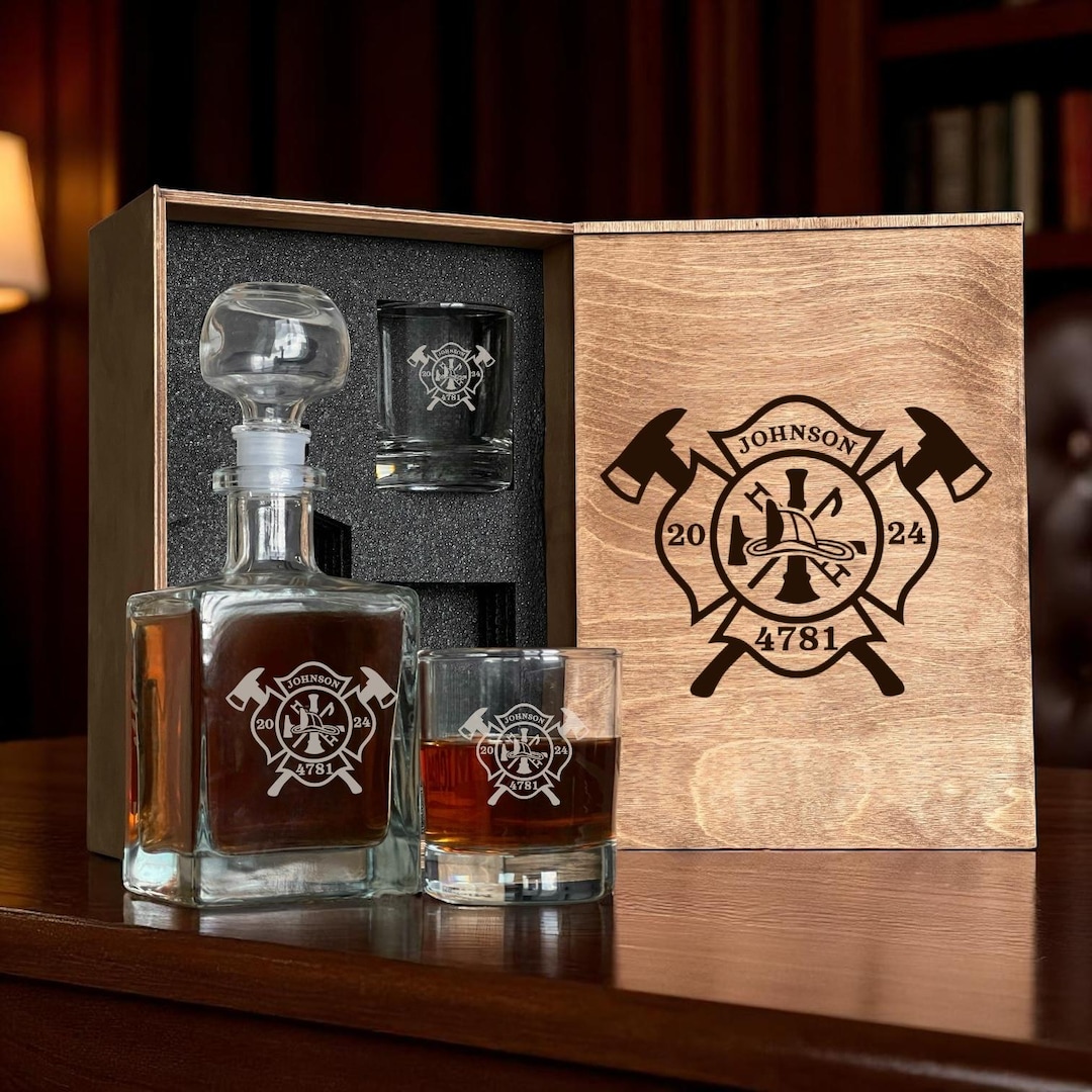 Rescue Whiskey Decanter Set – Christmas Gift for Fireman or Firefighter ...