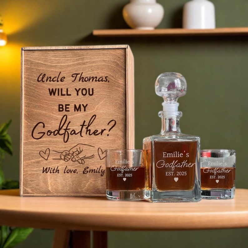 Godfather Proposal, Etched Godfather Box, Personalized Glass, Whiskey ...
