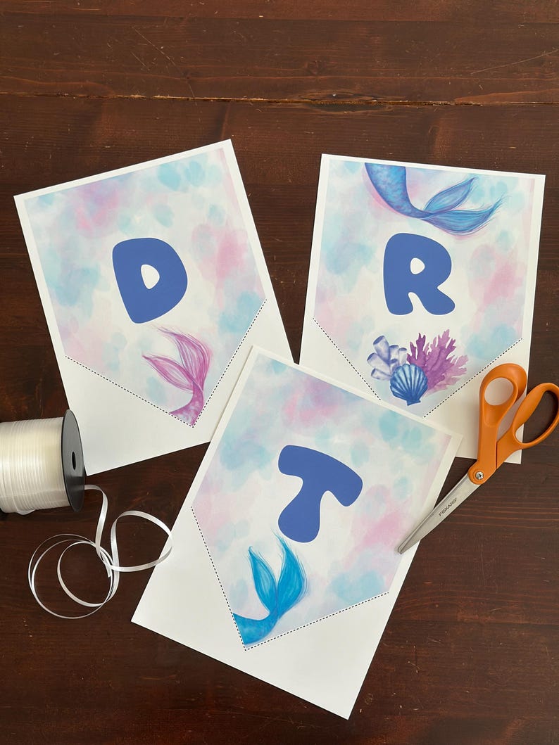 Editable Mermaid Party Banner: Under the Sea Birthday Decor (PDF ...