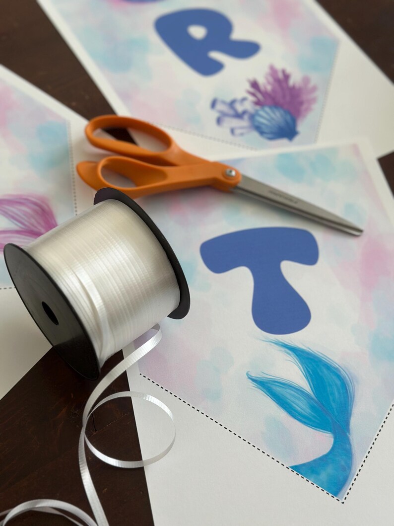 Editable Mermaid Party Banner: Under the Sea Birthday Decor (PDF ...