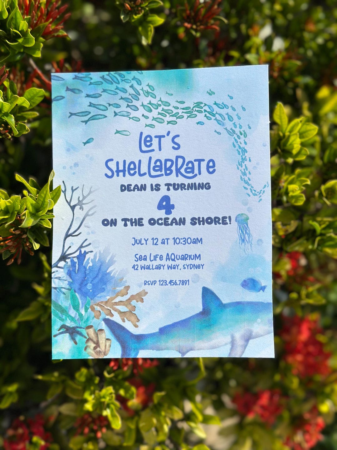 Editable Shark Birthday Invitation | Let's Shellebrate Ocean Party for ...