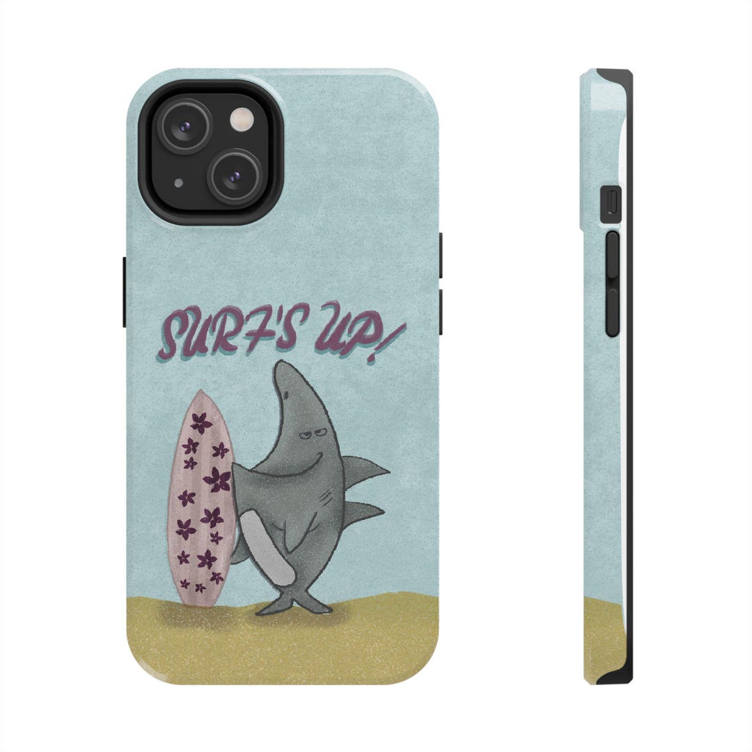 Surfs up Retro Shark Illustration Tough Phone Case | Vintage Surfboard ...