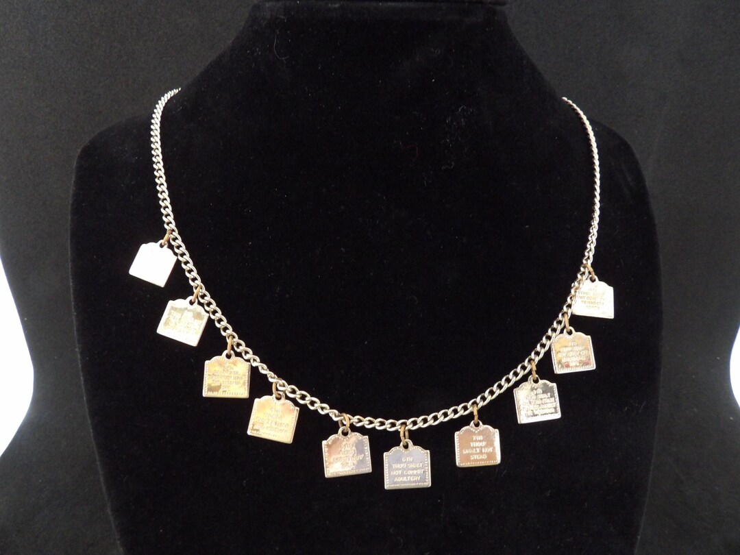 Vintage Ten Commandments Gold Tone Necklace - Etsy