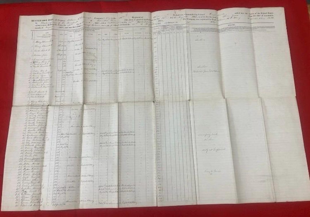 1862 Civil War Muster Roll Signed by Union General George Crook Apache ...