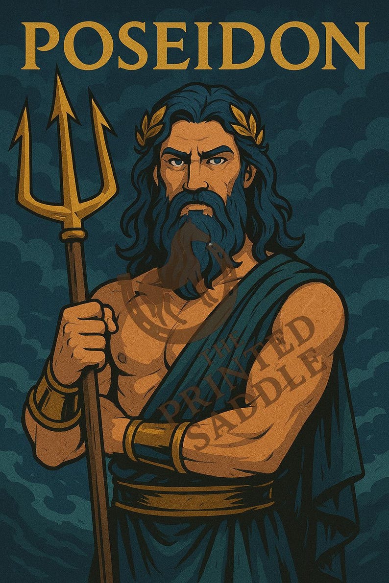 Epic Poseidon Art Print – Greek God Illustration - Etsy