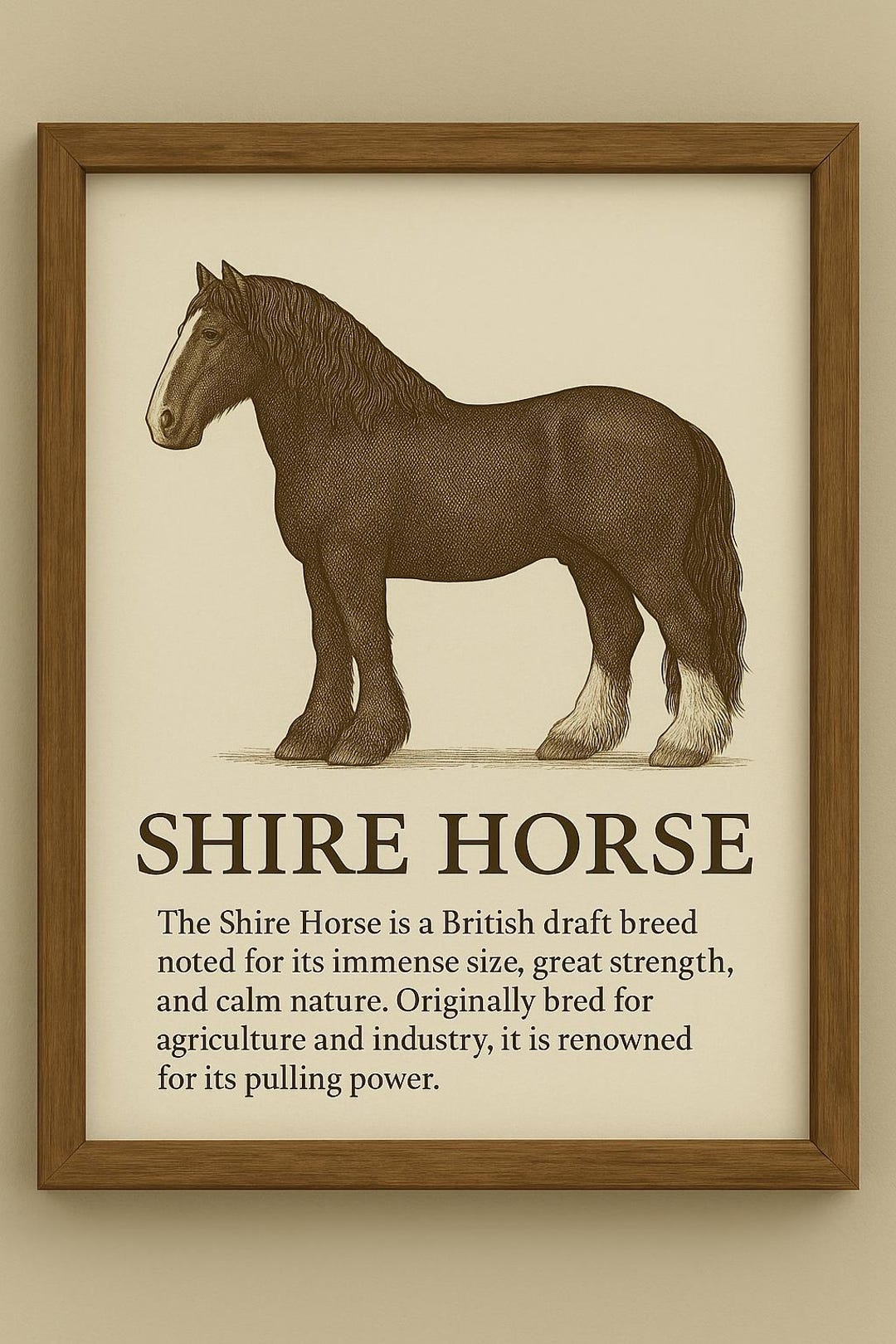 DIGITAL Shire Horse Art Wall Print. Farmhouse Decor, Rustic Equestrian ...
