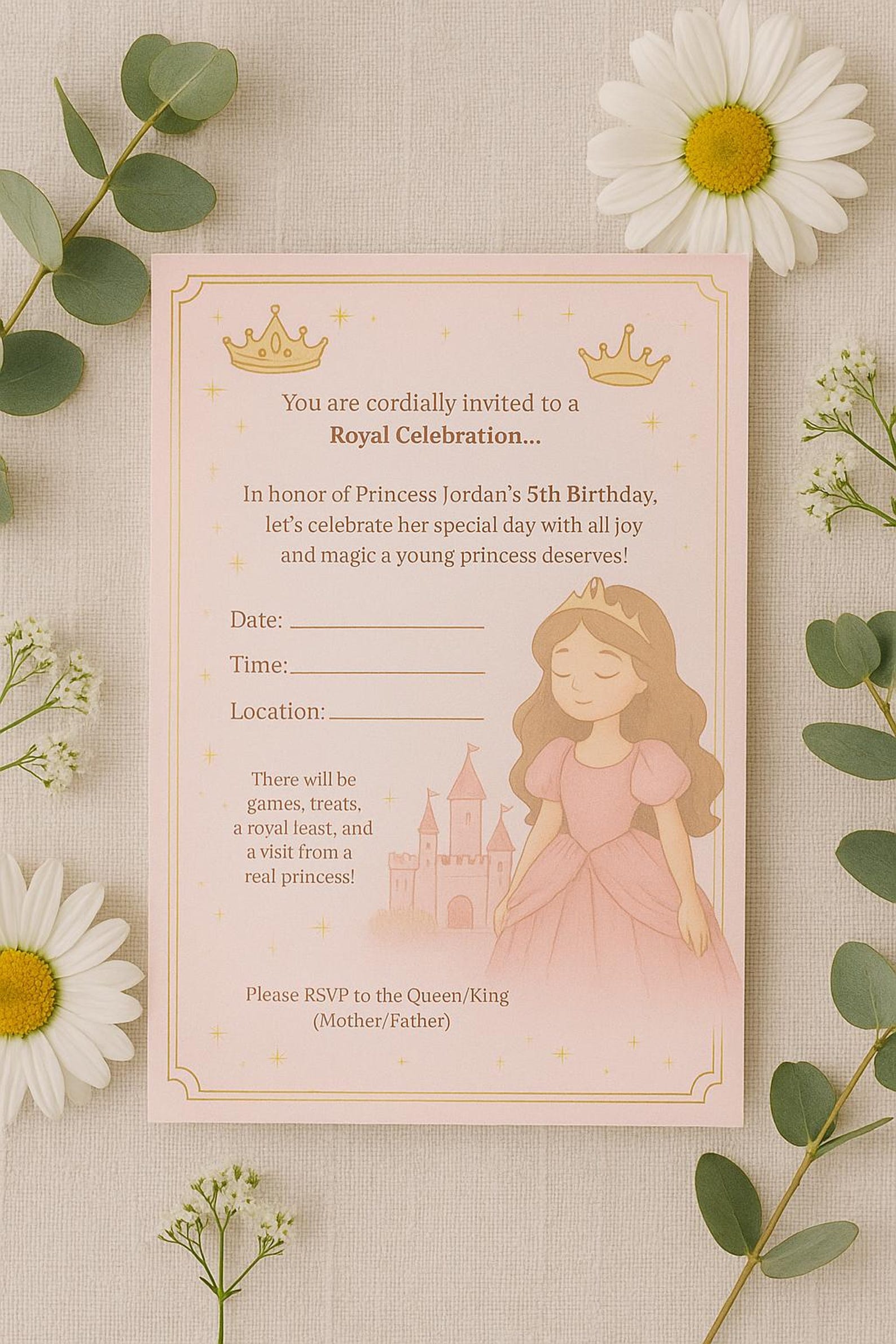 Princess Fairytale Birthday Invitation (digital Template) - Etsy