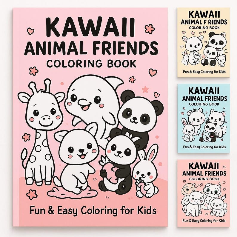 Kawaii Animal Friends Coloring Book for Kids Cute Printable Pages With ...