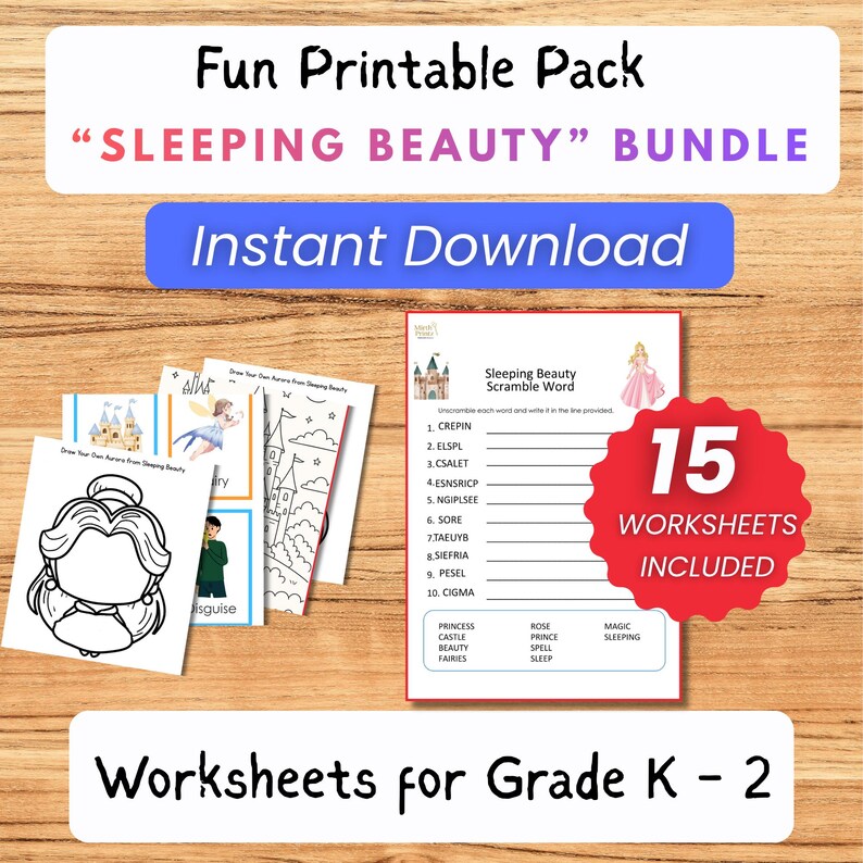Sleeping Beauty Activity Pack | Printable Worksheets, Ages 4-8 (digital ...