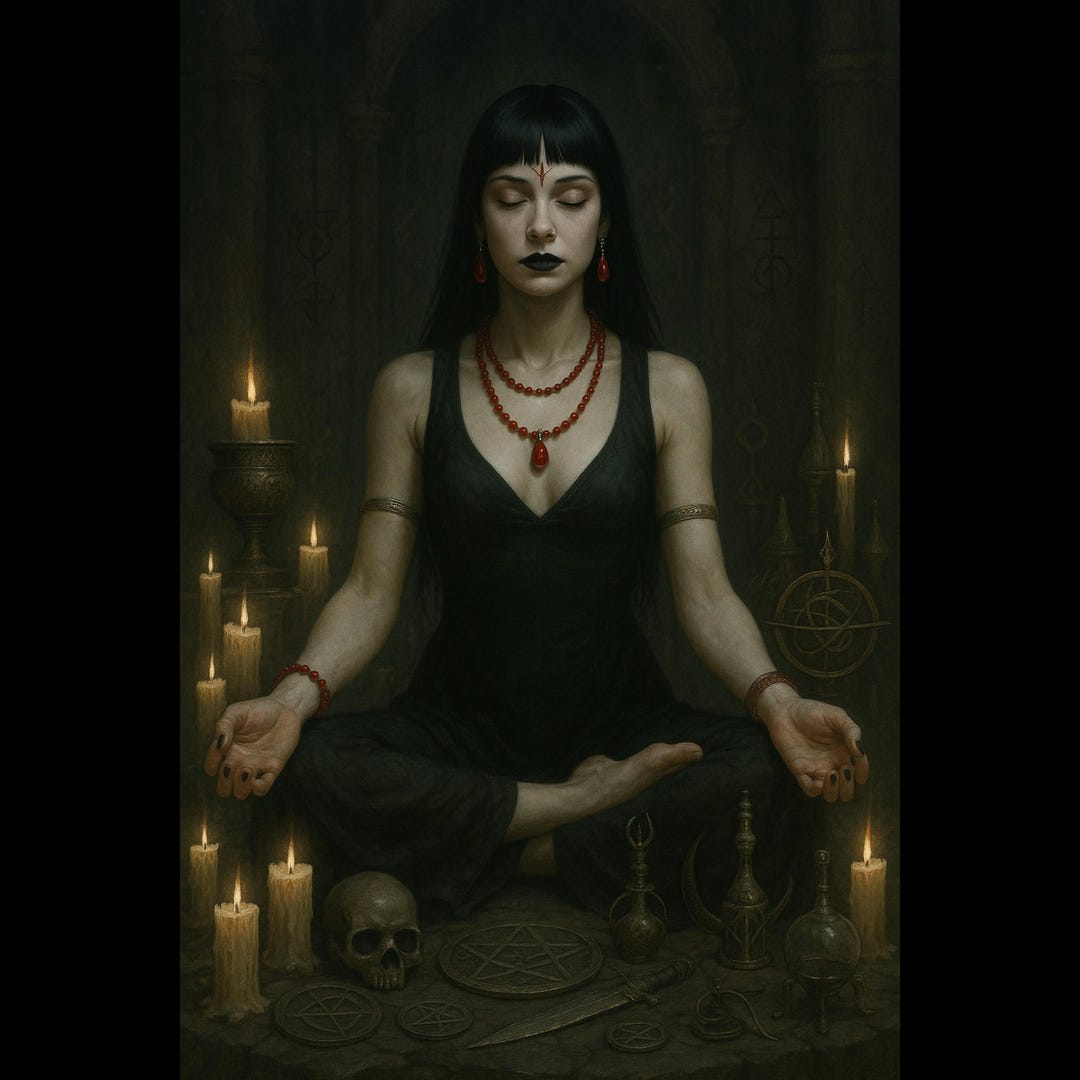 Gothic Occult Meditation Art Print – Dark Witch Temple Decor - Etsy