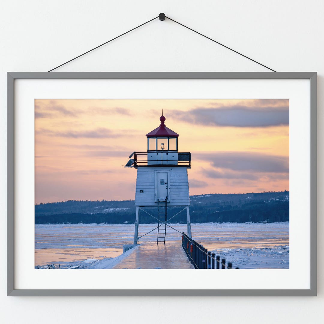 Lighthouse Sunset – Photo Print or Canvas – Lake Superior Ice – Frozen ...