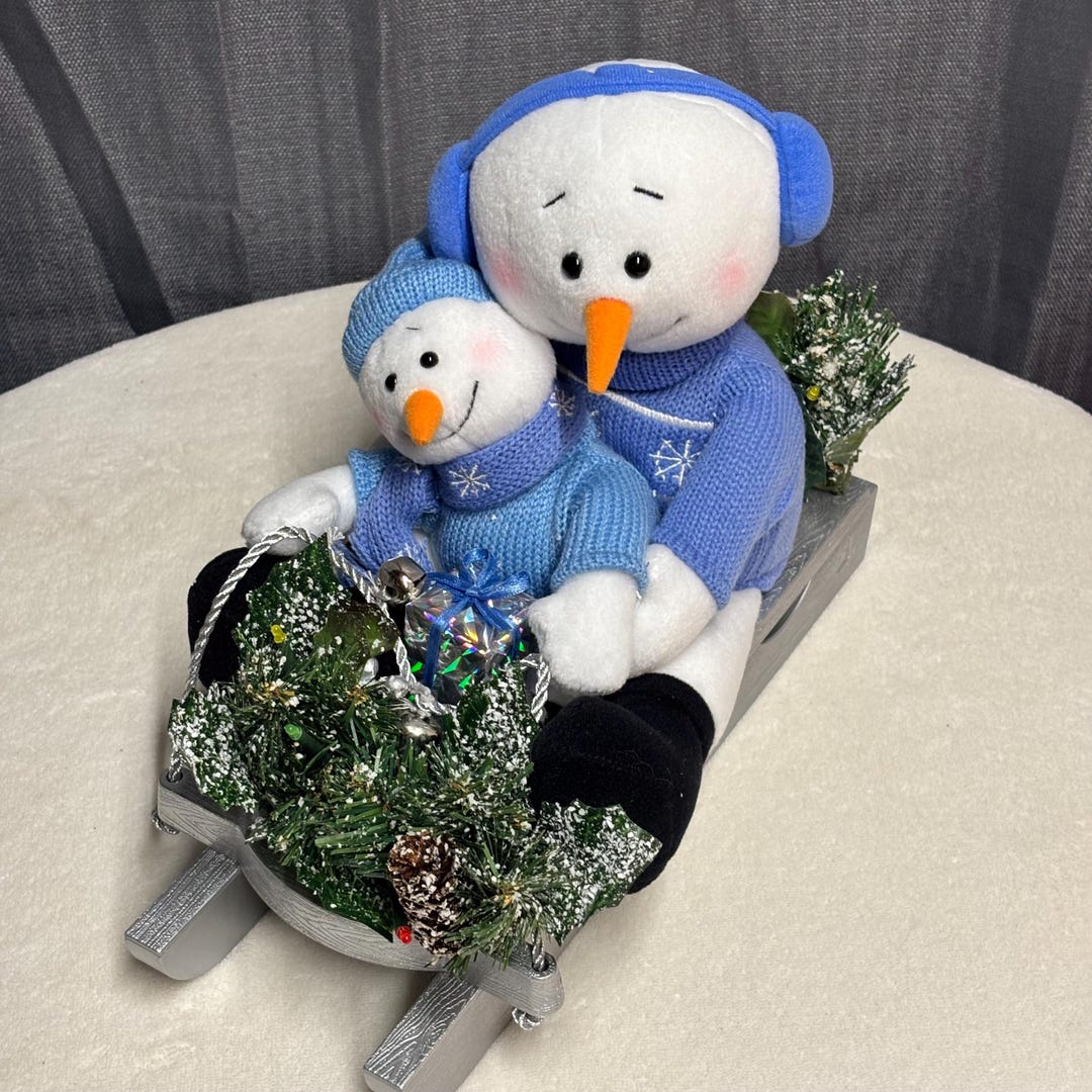 Avon Snowman & Penguin Sled Figurine • Winter Christmas Decor • 1990s ...