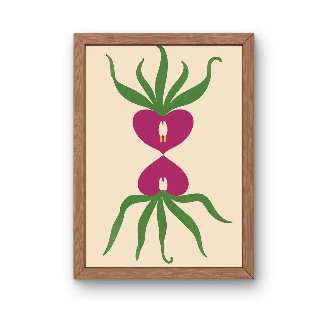 Pink Orchid Wall Art • Symmetrical Floral Printable With Green Leaves ...