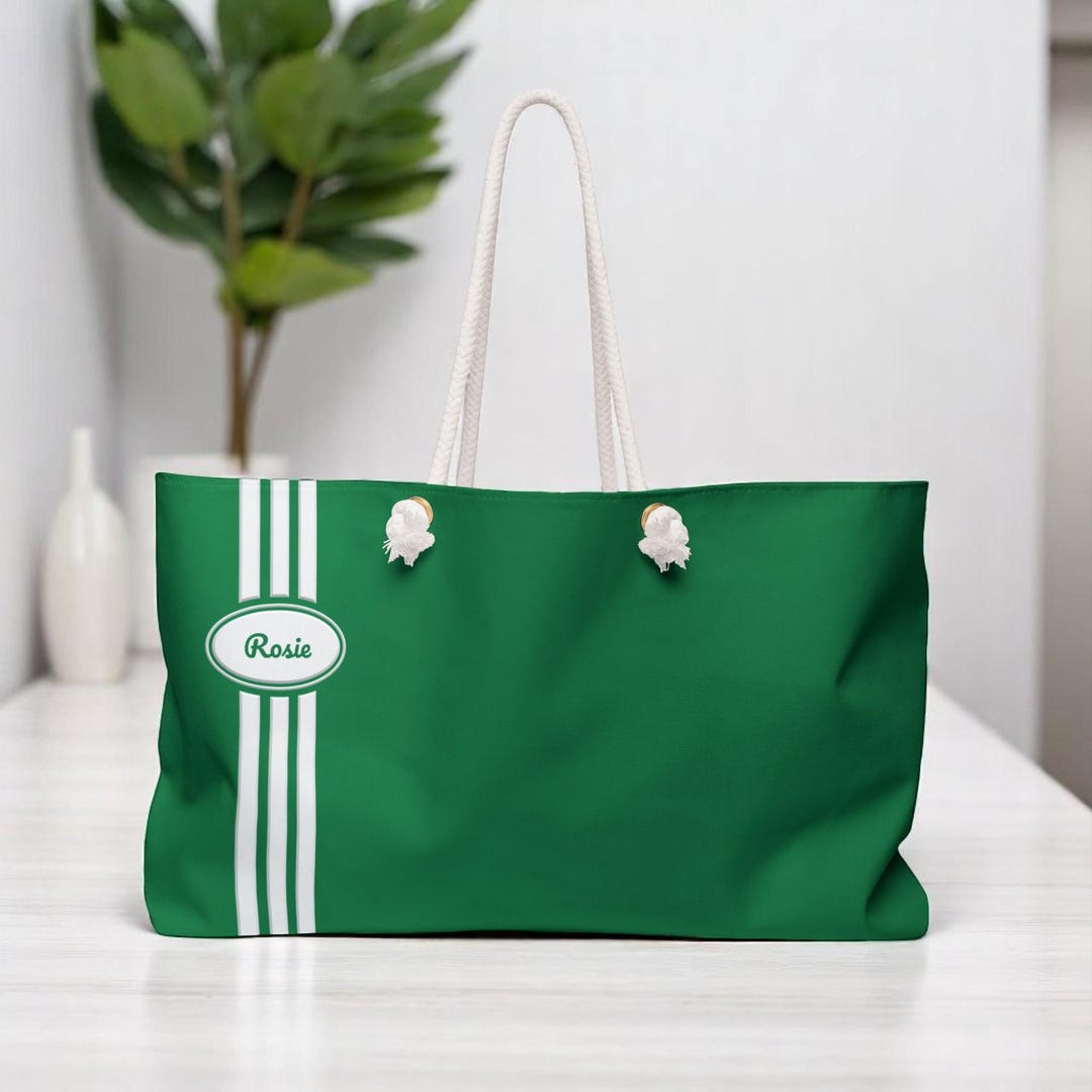 Stylish Green Weekender Bag for Travel | Personalized Spun Polyester ...