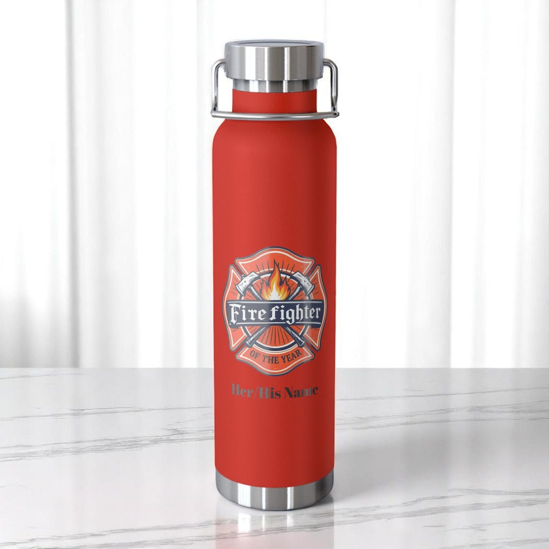 Personalized Firefighter Gift Water Bottle, 22oz Copper Insulated Flask ...