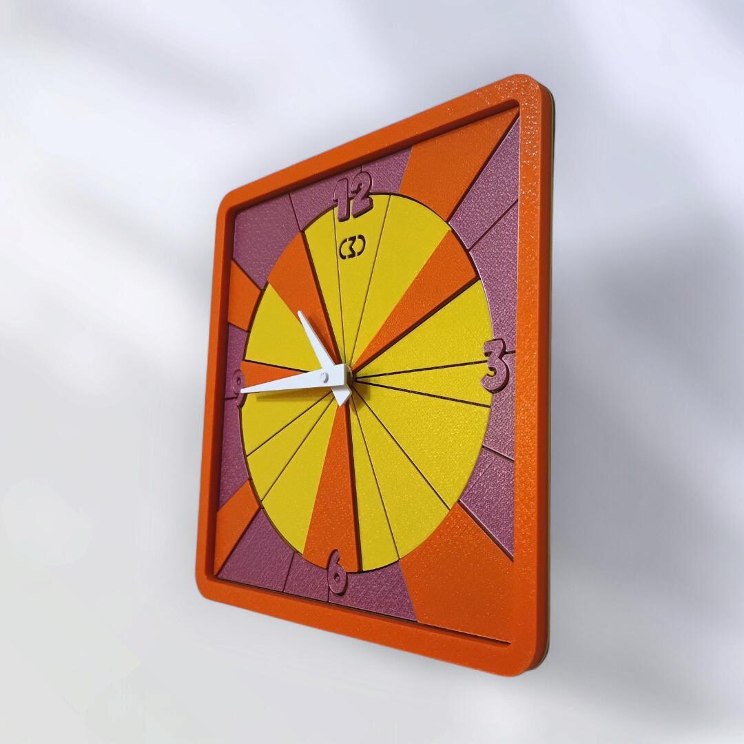 Retro 3D Printable Wall Clock STL Model - Vintage Square Design for ...
