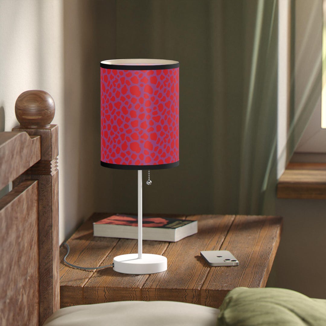 Vibrant Red Patterned Table Lamp, Modern Desk Light, Home Decor ...
