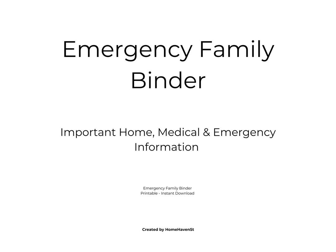Emergency Family Binder Printable | Home, Medical & Insurance Info ...