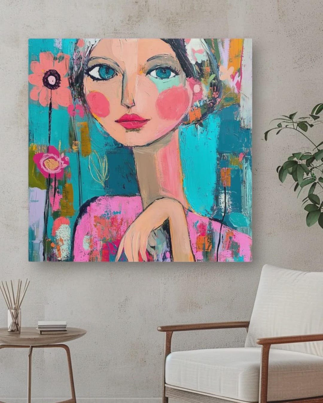 Abstract Woman Portrait Canvas – Modern Feminine Wall Art - Etsy
