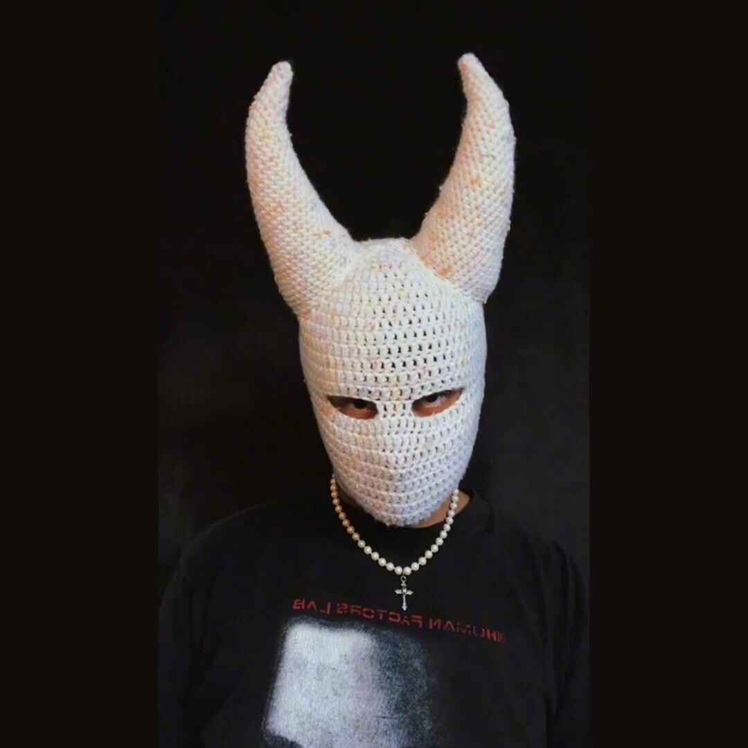 Handmade Crochet Horned Balaclava: Gothic Devil Mask - Etsy