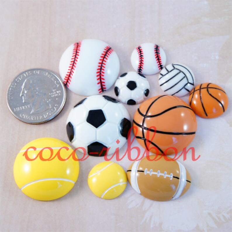 15mm 12pcs Basketball Sport Ball Cheer Flatback Resin - Etsy