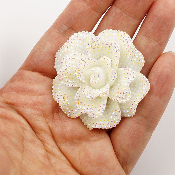 6pcs 46mm Faux Rhinestone Flower Rose AB Color Flatback Resin - Etsy