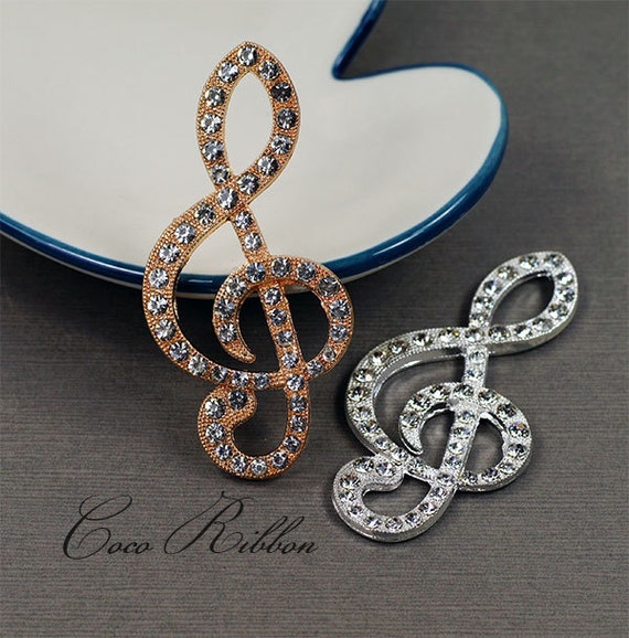 2pcs Alloy Rhinestone Crystal Music Note Treble Clef | Etsy