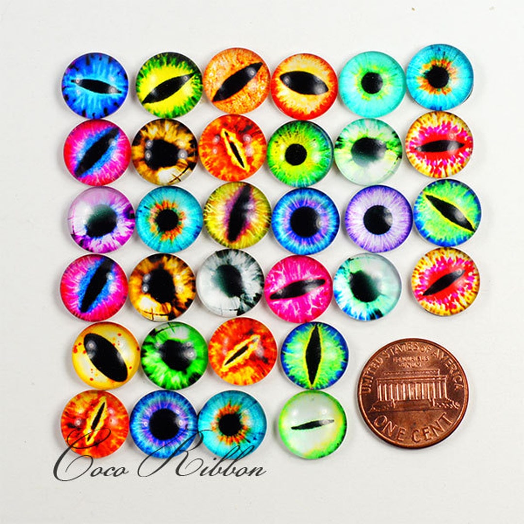 20pcs 12mm Mixed Dome Round Dragon Eyes Evil Eye Glass Cameo - Etsy