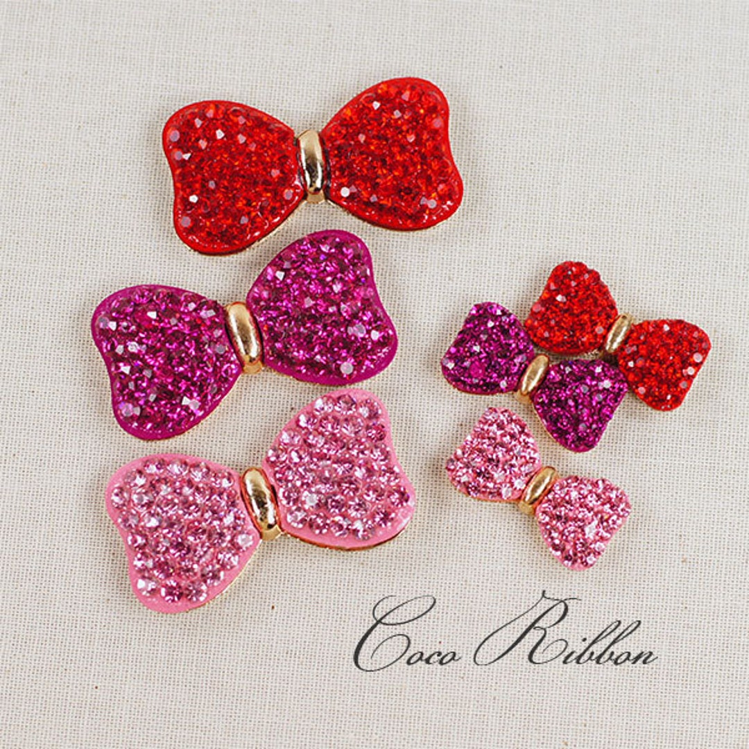 6 Pieces Alloy Rhinestone Bow Cabochons 35mm / 20mm Phone Case Deco C37 ...