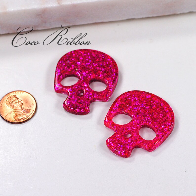 36mm Glitter Sparkle Transparent Confetti Skull Flatback Resin - Etsy