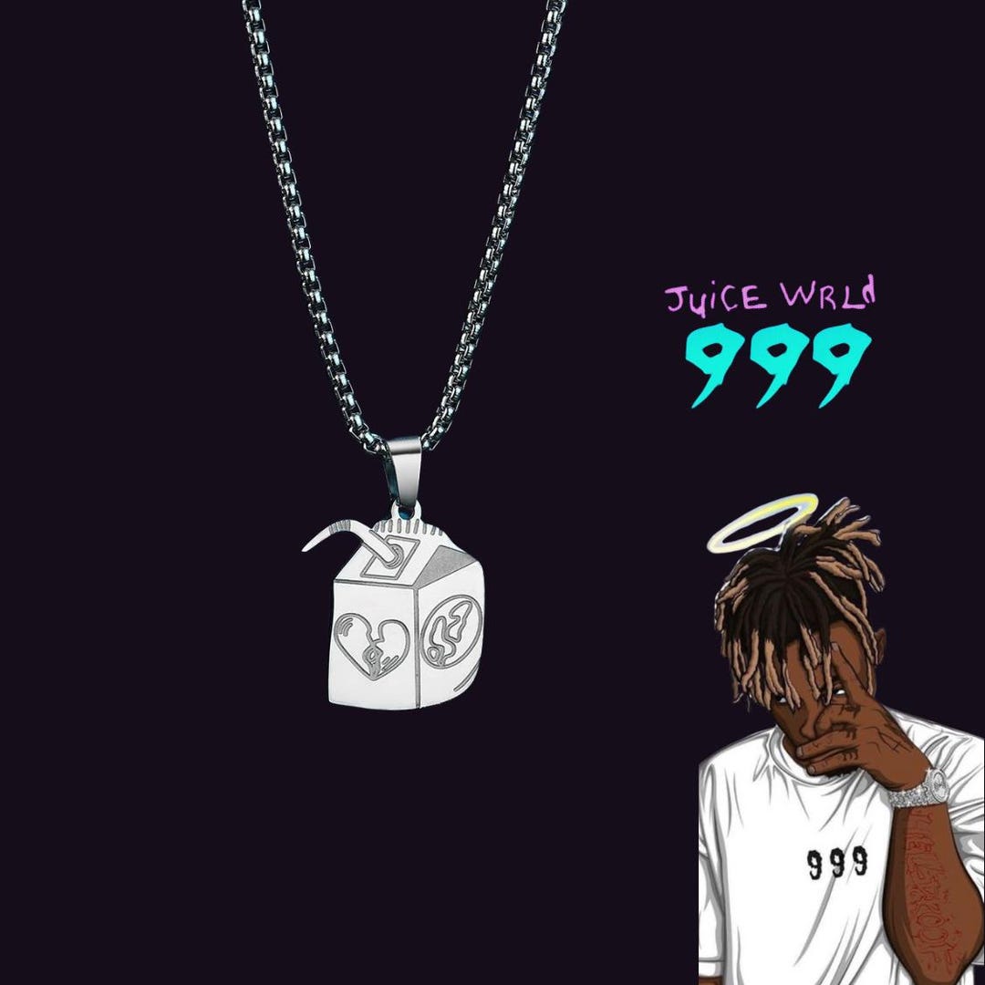 JUICE WRLD 999 Pendant Necklace Rap Hip Hop Stainless Steel Memory ...