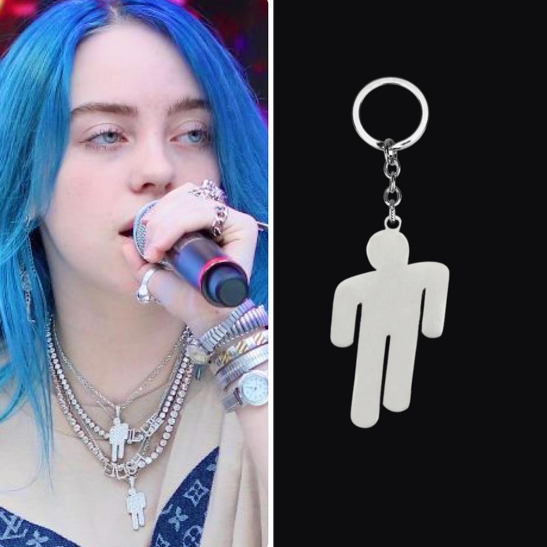 BILLIE EILISH BLOHSH Keychain Necklace Silver, Jewelry Trending Music ...