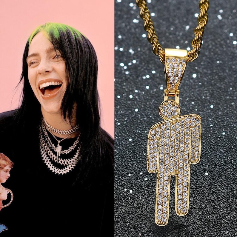 BILLIE EILISH Inspired Rhinestone BLOHSH Necklace Silver Gold, Jewelry ...