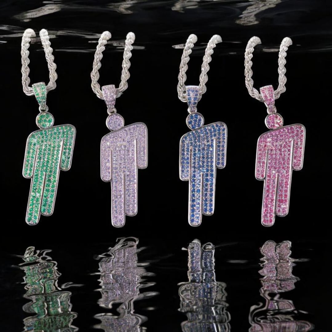 BILLIE EILISH BLOHSH Necklace Silver Gold Pink Green, Jewelry Trending ...