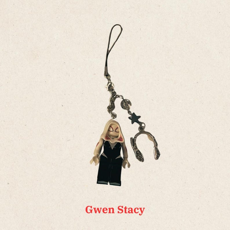 Miles Morales and Gwen Stacy Matching Keychain Lego Minifigure Keychain ...