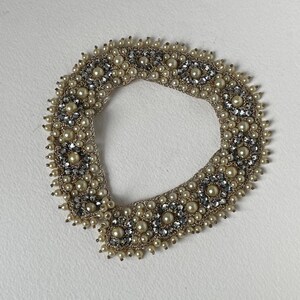 Vintage 60s Peter Pan Pearl and Rhinestone Collar Crochet Metallic Gold ...