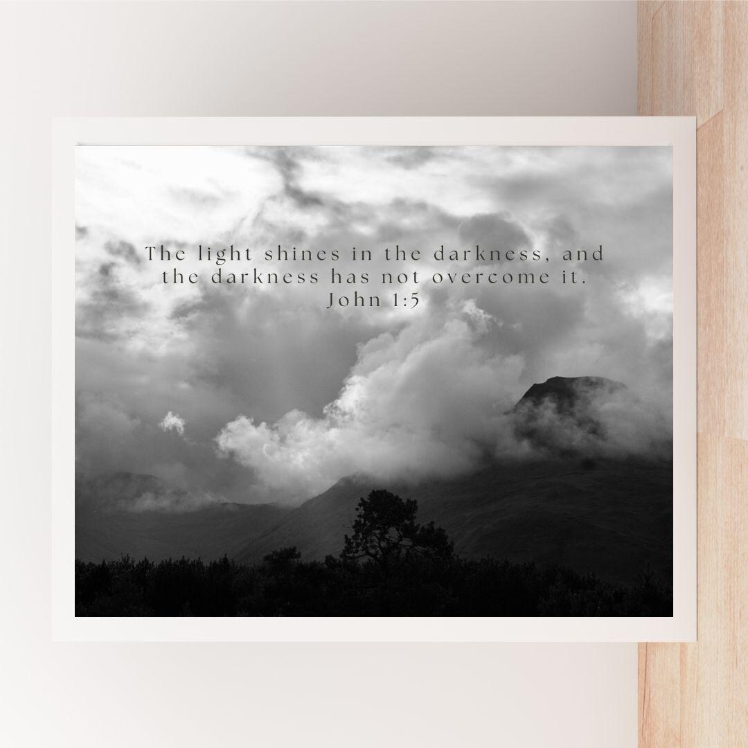 Alaska Landscape Bible Verse Print – John 1:5 Scripture (digital ...