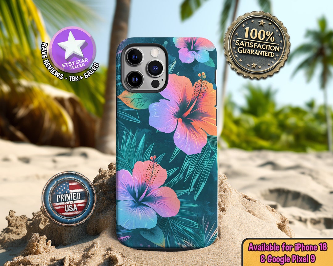 Hawaiian Hibiscus Turquoise Blue Phone Case Hawaii Phone Cover Tropical ...
