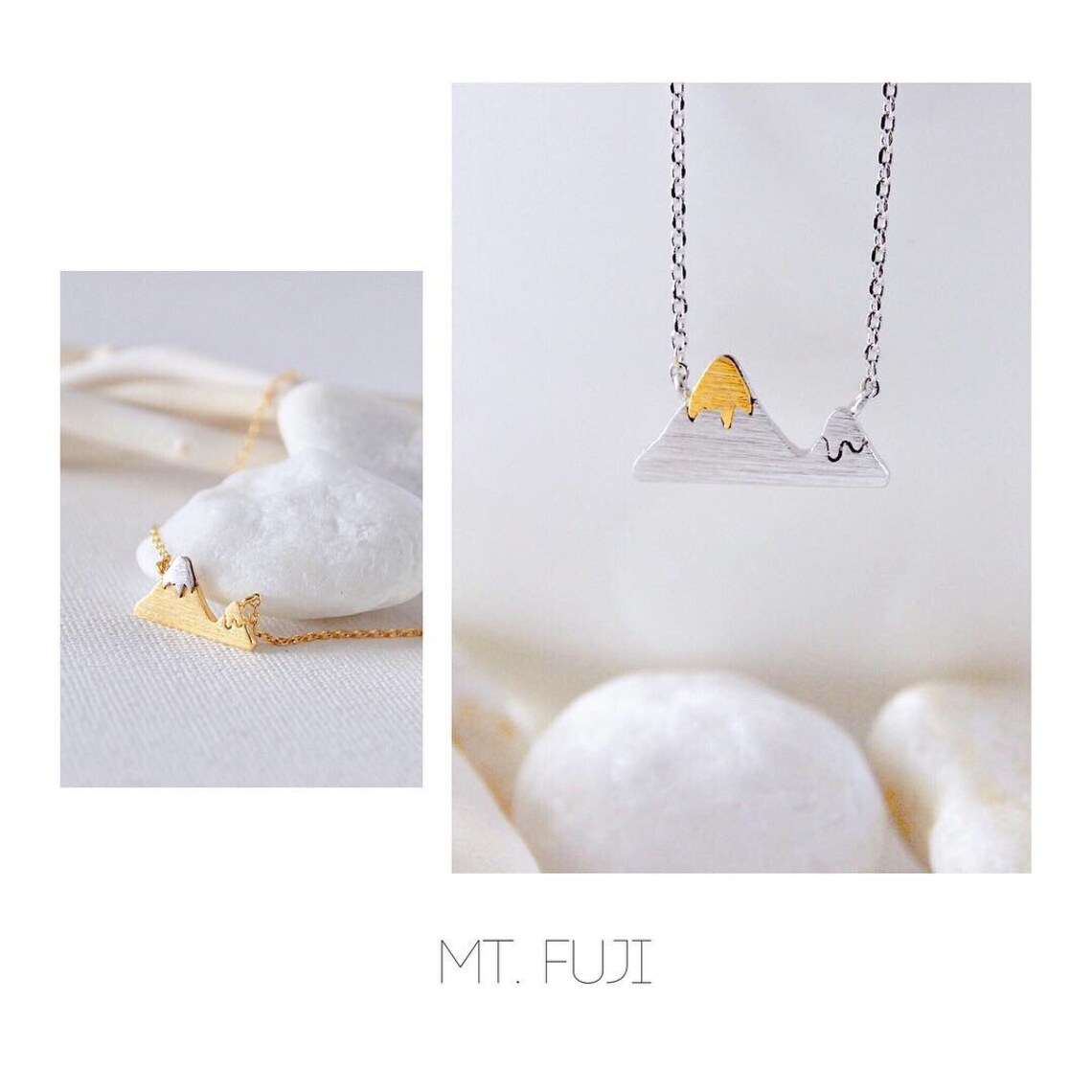 Mt Fuji Necklace in Silver/ Gold. Collarbone Necklace. Volcano Necklace ...