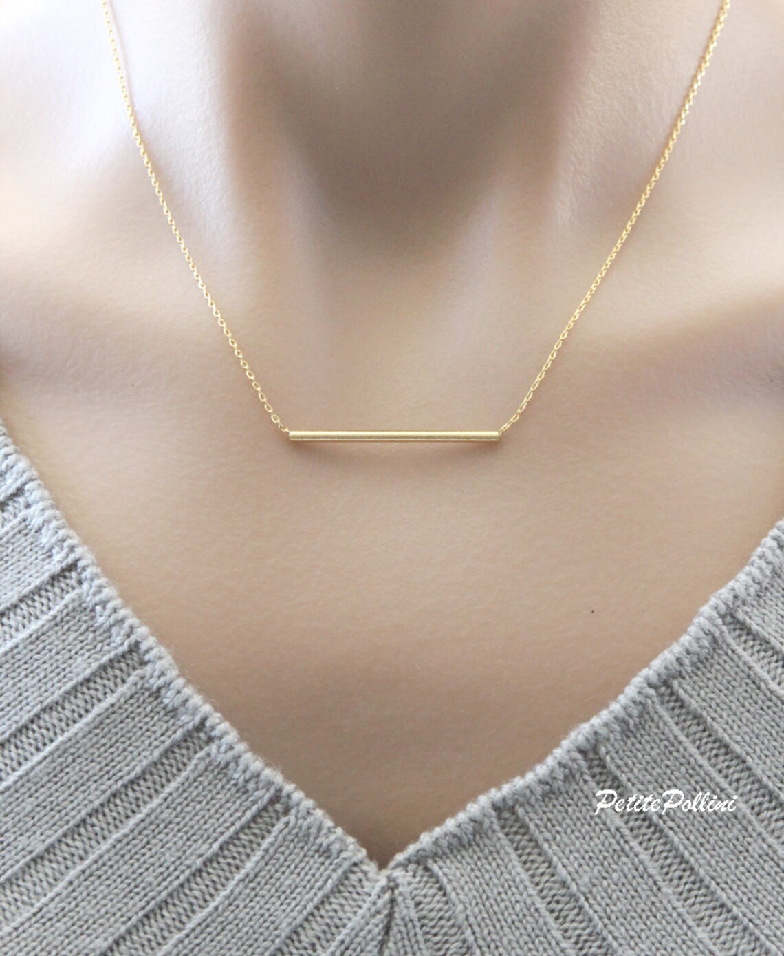 Tube Necklace in Matte Gold/silver. Minimalist. Simple and Chic ...