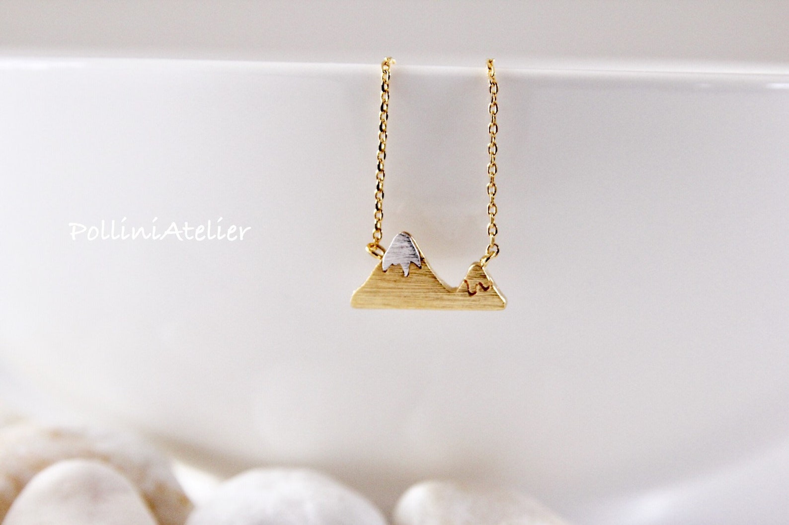 Mt Fuji Necklace in Silver/ Gold. Collarbone Necklace. Volcano Necklace ...