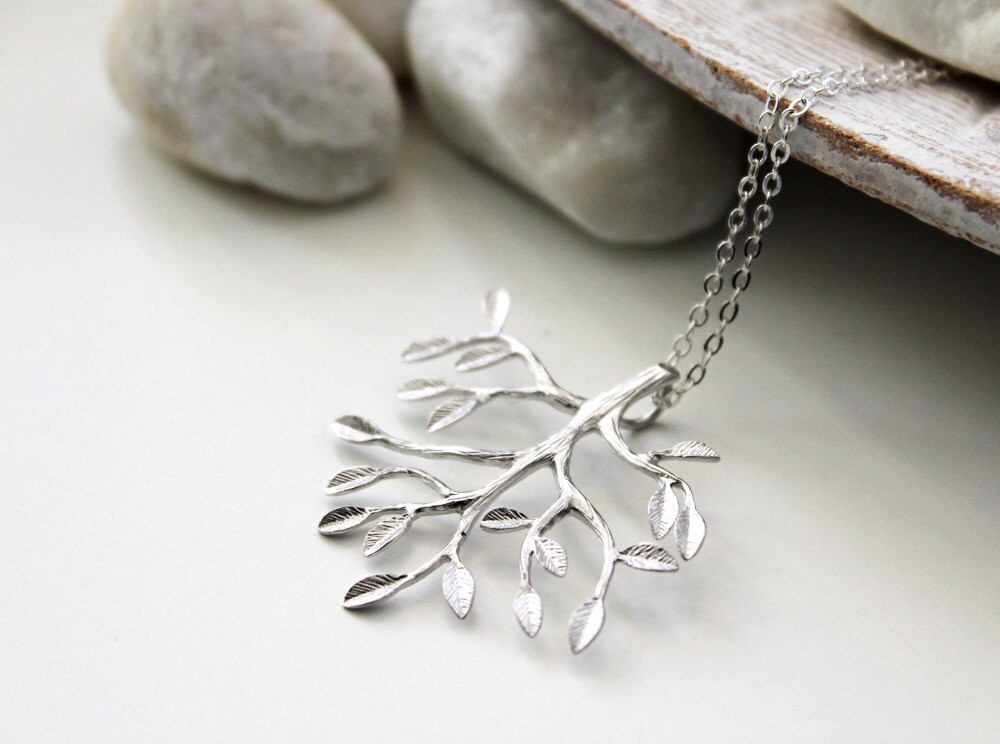 Matt Silver Tree Necklace. Everyday Wear. Gift for Her | Etsy