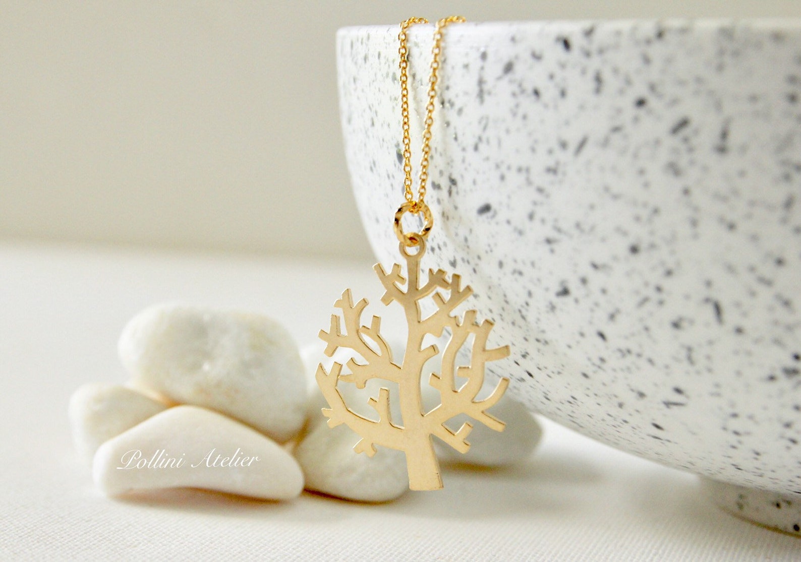 Tree Necklace in Gold. Tree of Life Necklace. Charm Necklace. | Etsy