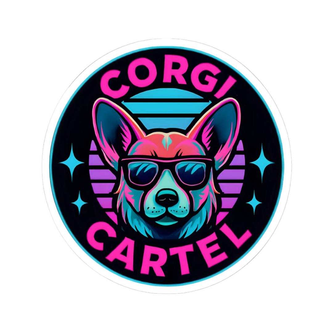 Corgi Cartel Sticker | Neon Corgi 3x3 Vinyl Decal, Retro Dog Lover Gift ...