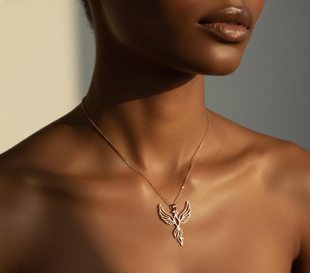 Phoenix Necklace • Minimalist Anka Bird Pendant • 925 Sterling Silver ...